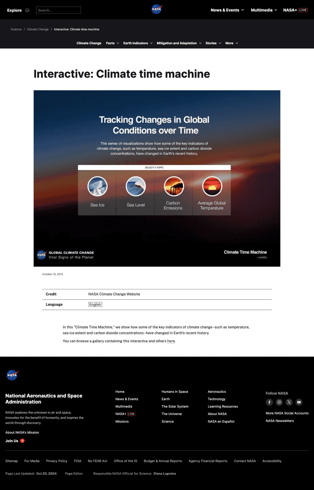 NASA Climate Time Machine interactive map | Jesus Iniesta